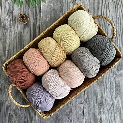 SHIKE Sprout,100% Long-Staple Cotton Yarn,3 Skeins Soft Baby Fingering Weight for Crochet&Knitting Yarn,Per Skein 50g/162yards (Phantom Grey)