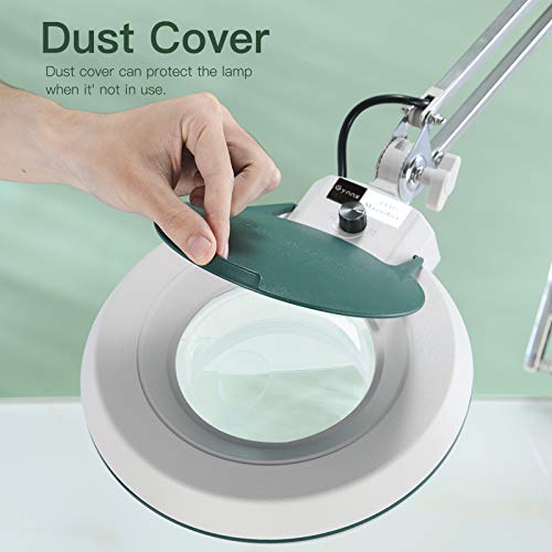 Gynnx Magnifying Lamp with Clamp, Dimmable 10X Magnifier, LED 4200 Lumens,5 Inches Magnifier Glass, Adjustable Stainless Steel Lamp Arm for Reading,Craft,Knitting,Desktop Office Workbench MY2(Green)