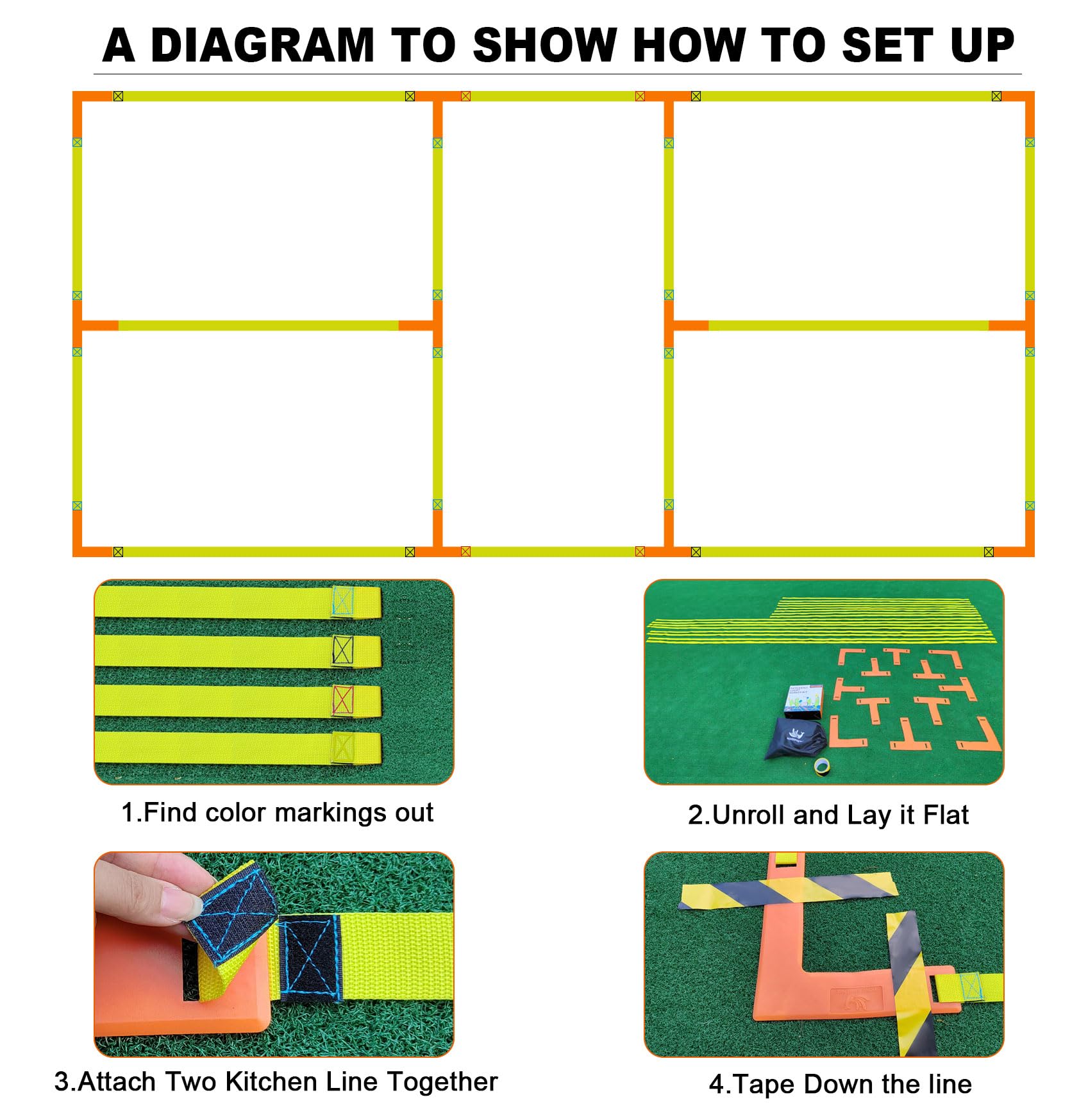 Hoverphenix Pickle Ball Court Marking Kit, Portable Temporary Pickle Ball Lines Come with Gift Box, Tape and Storage Bag for Outdoor or Indoor Court, No Measuring Needed