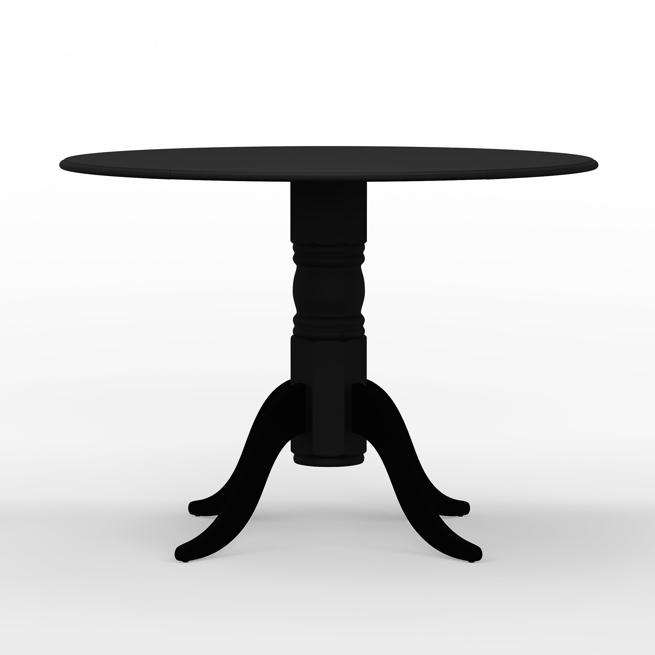 Glenwillow Home 3-PC - 42" Round Double Drop-Leaf Dining Table + X-Back Dining Chairs Dining Set in Black