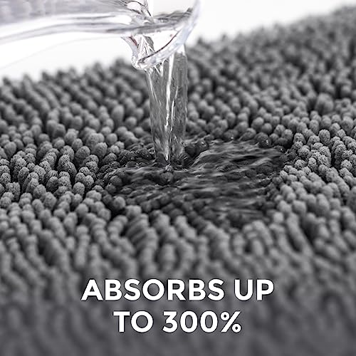 HOME GENIE Muddy Dog Machine-Washable Absorbent Soft Chenille Indoor-Doormat, 36x24, Rubber Backing, Quick Dry Microfiber Mat, Entryway Front Door Mat, Home Entrance Welcome Doormats, Stone Black Paw