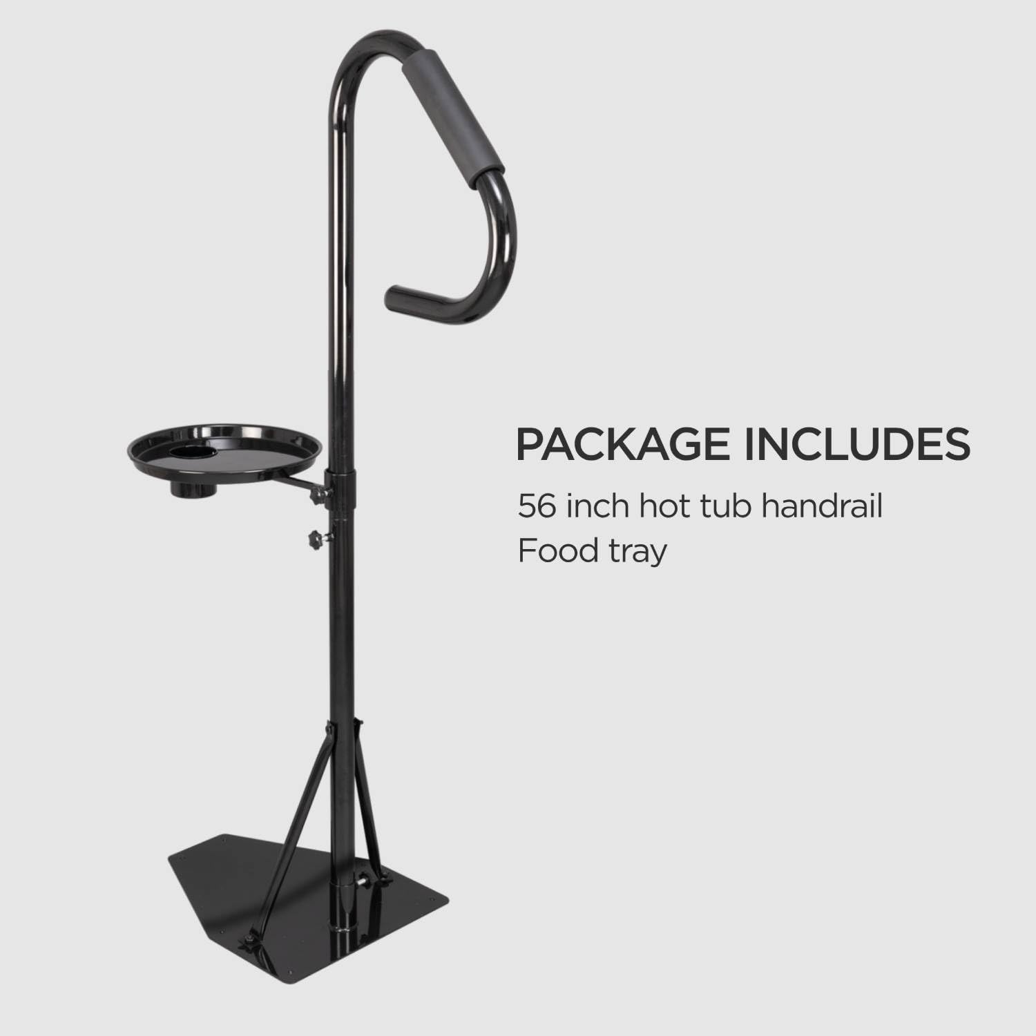 Hot Tub Handrail with Cup Holder Tray 56" Height 360 Rotatable Rust Proof Aluminum Hot Tub Railing with Slide Under Mount Base for Spa Hot Tub 600 LBS Capacity Hand Rail