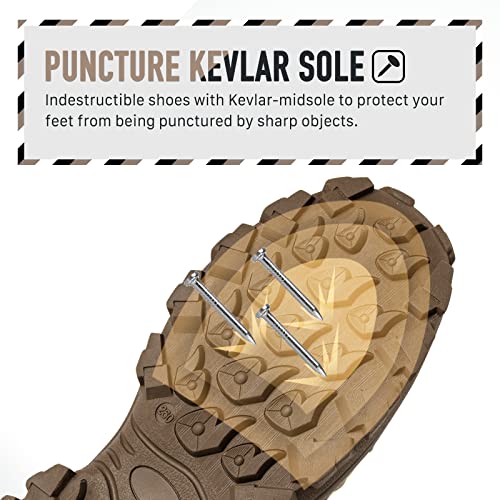 Koiule Steel Toe Shoes for Men Women Work Construction Boots Indestructible Steel Toe Work Safety Boots for Men Composite Toe boots,botas de trabajo para hombre Brown38