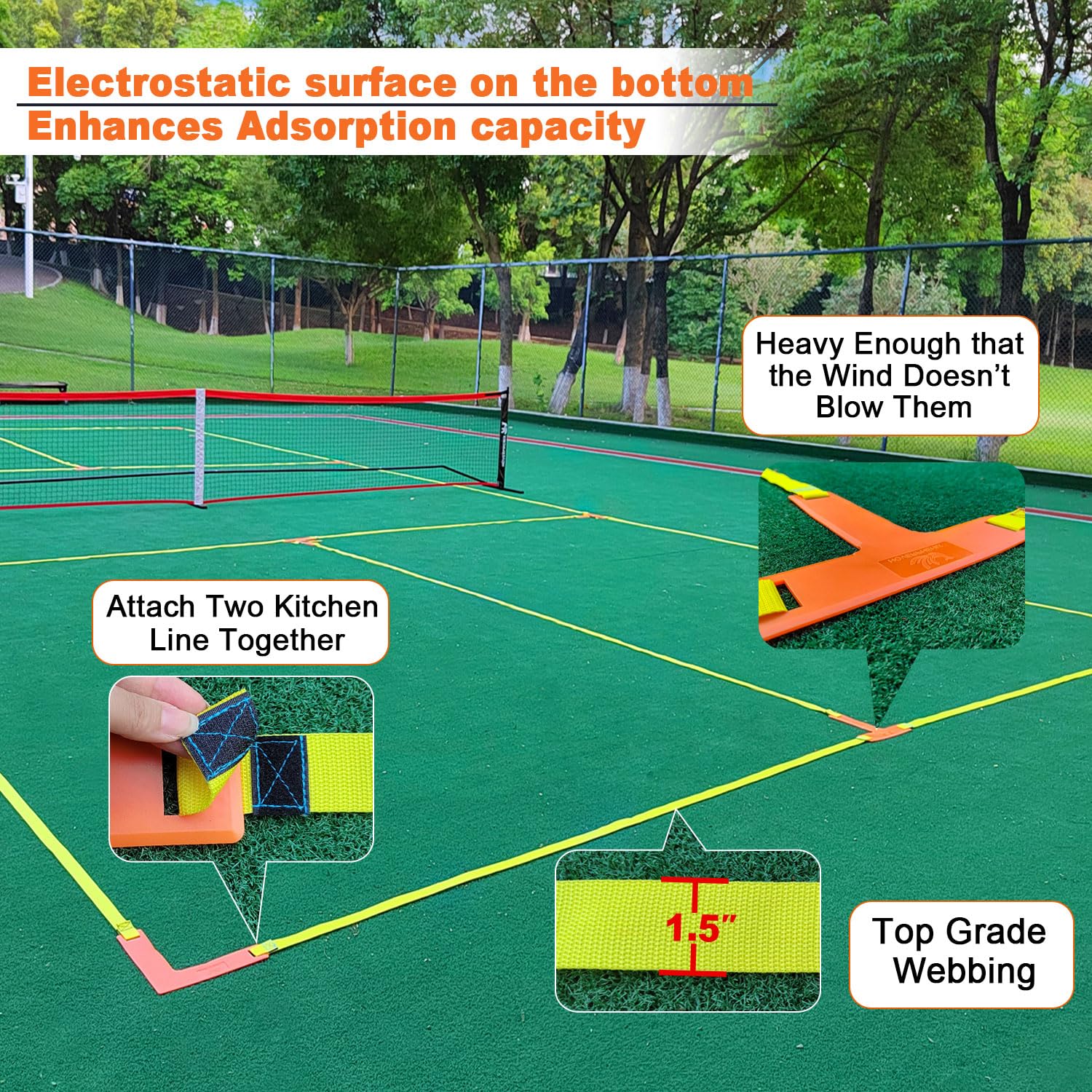 Hoverphenix Pickle Ball Court Marking Kit, Portable Temporary Pickle Ball Lines Come with Gift Box, Tape and Storage Bag for Outdoor or Indoor Court, No Measuring Needed