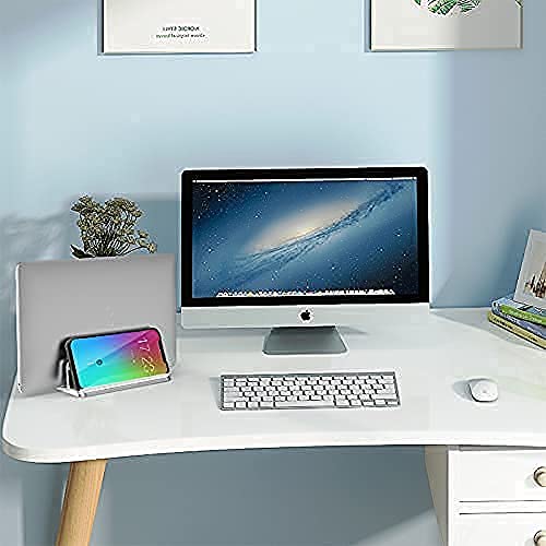 Vertical Laptop Stand with New Smart Phone Slot; Solid Upright MacBook Storage Saves Desk Space; Strong Aluminum Adjustable Rack with Powerful, Never Fail Hold
