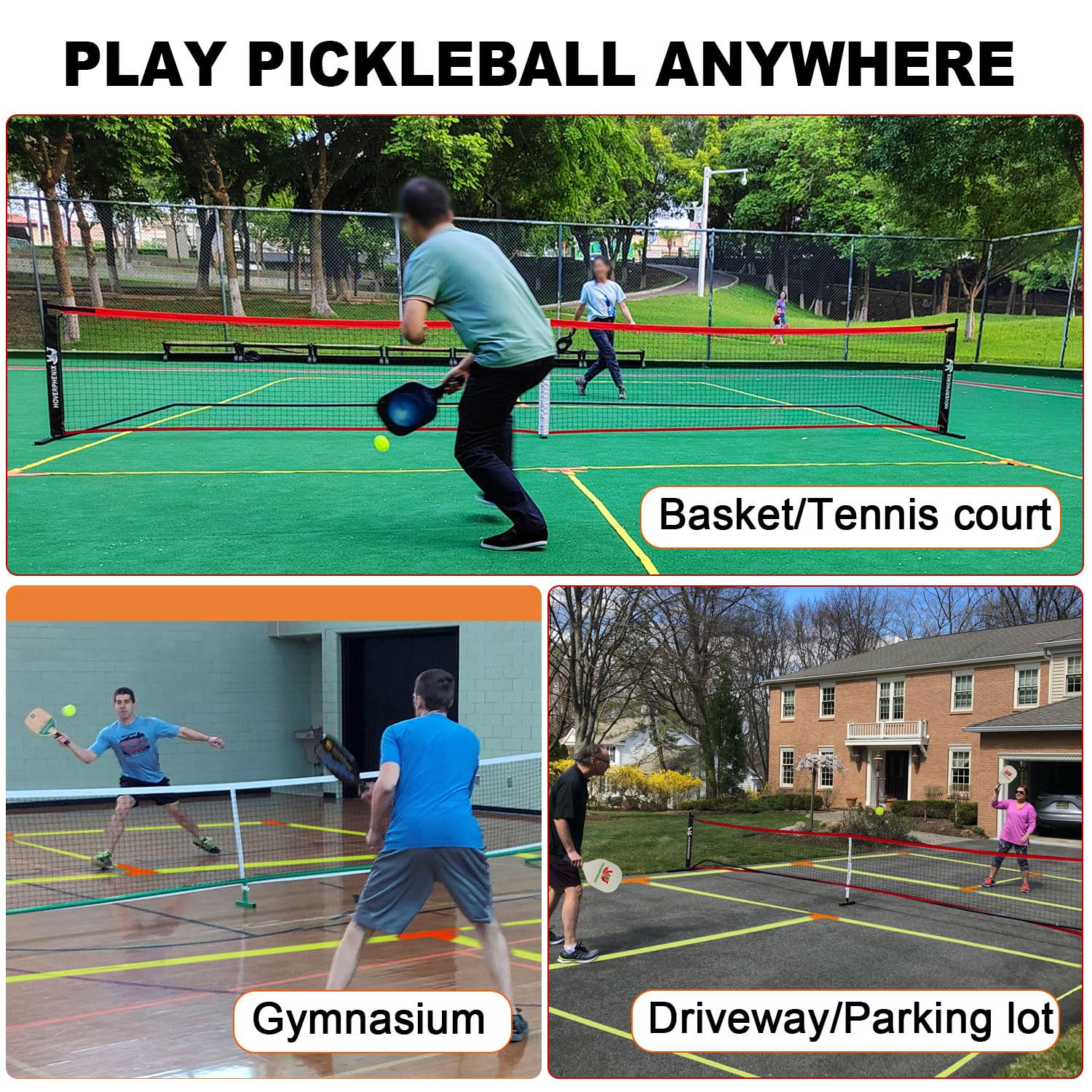 Hoverphenix Pickle Ball Court Marking Kit, Portable Temporary Pickle Ball Lines Come with Gift Box, Tape and Storage Bag for Outdoor or Indoor Court, No Measuring Needed