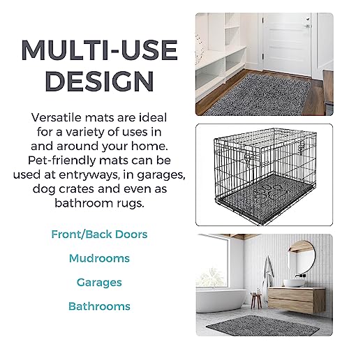 HOME GENIE Muddy Dog Machine-Washable Absorbent Soft Chenille Indoor-Doormat, 36x24, Rubber Backing, Quick Dry Microfiber Mat, Entryway Front Door Mat, Home Entrance Welcome Doormats, Stone Black Paw