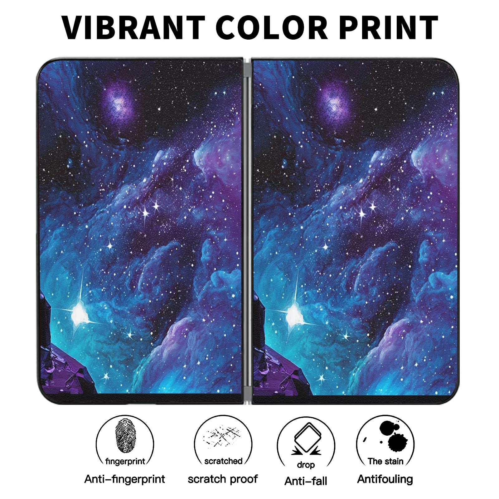AIRWEE Case for Microsoft Surface Duo Case,Surface Duo Leather Case 2020, Ultra Slim Hard PC Back Case Protective Fold Cover Case for Microsoft Surface Duo,Starry Sky