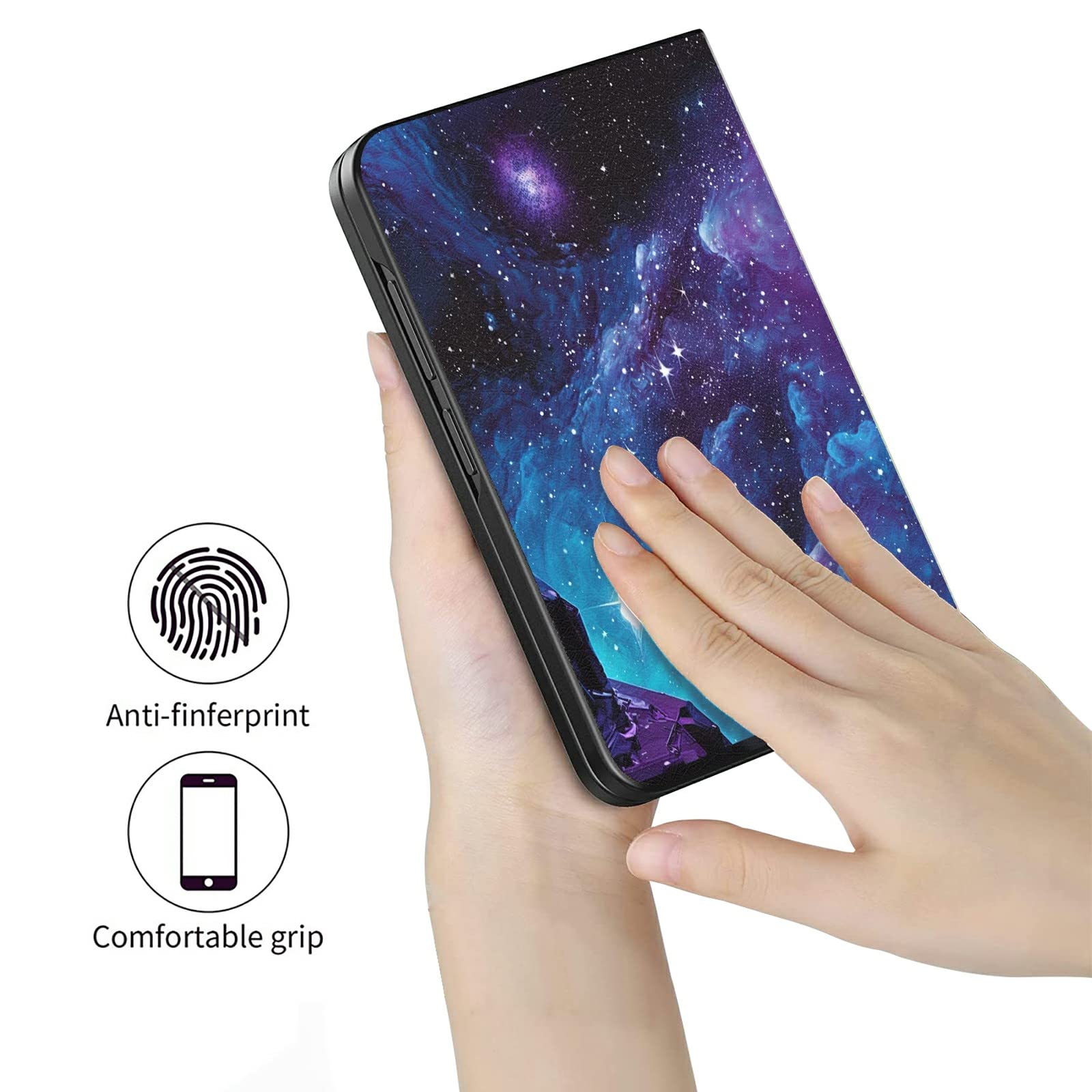 AIRWEE Case for Microsoft Surface Duo Case,Surface Duo Leather Case 2020, Ultra Slim Hard PC Back Case Protective Fold Cover Case for Microsoft Surface Duo,Starry Sky