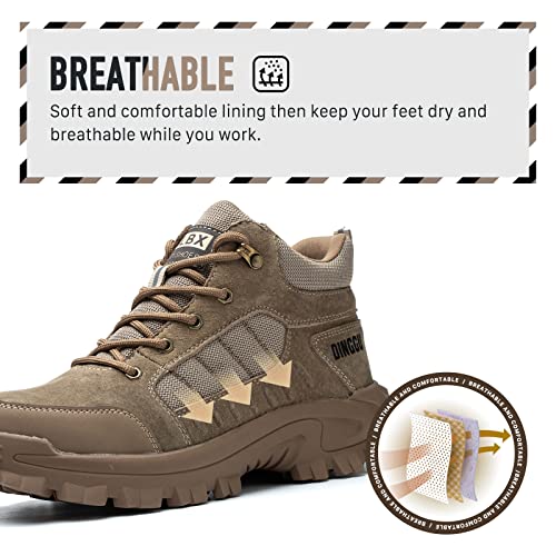 Koiule Steel Toe Shoes for Men Women Work Construction Boots Indestructible Steel Toe Work Safety Boots for Men Composite Toe boots,botas de trabajo para hombre Brown38