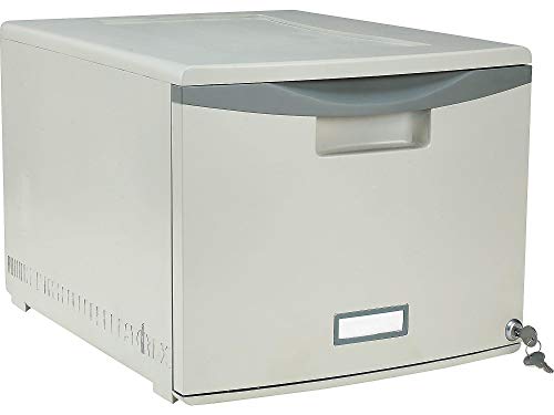 Storex Plastic One-Drawer File Cabinet – Locking Document Organizer for Home and Office, Gray, 1-Pack (61251B01C)