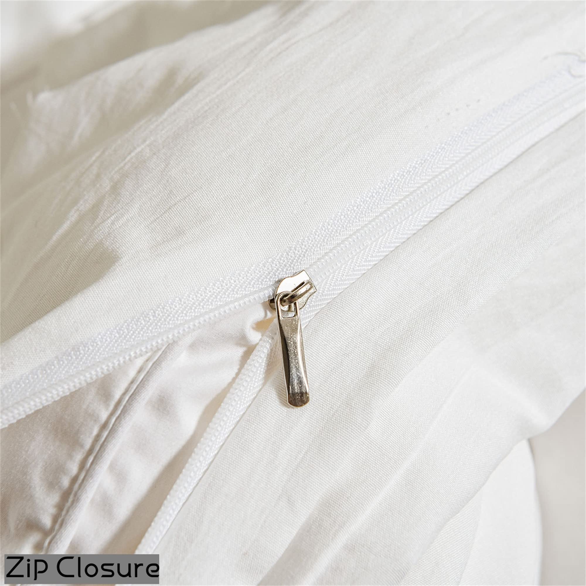 ABREEZE Ruffle Duvet Cover Queen Soft Washed Microfiber Vintage French Country Duvet Cover Set White 3 Pieces Farmhouse Microfiber Bedding Comforter Cover Set, Soft and Lightweight