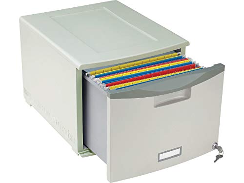 Storex Plastic One-Drawer File Cabinet โ Locking Document Organizer for Home and Office, Gray, 1-Pack (61251B01C)