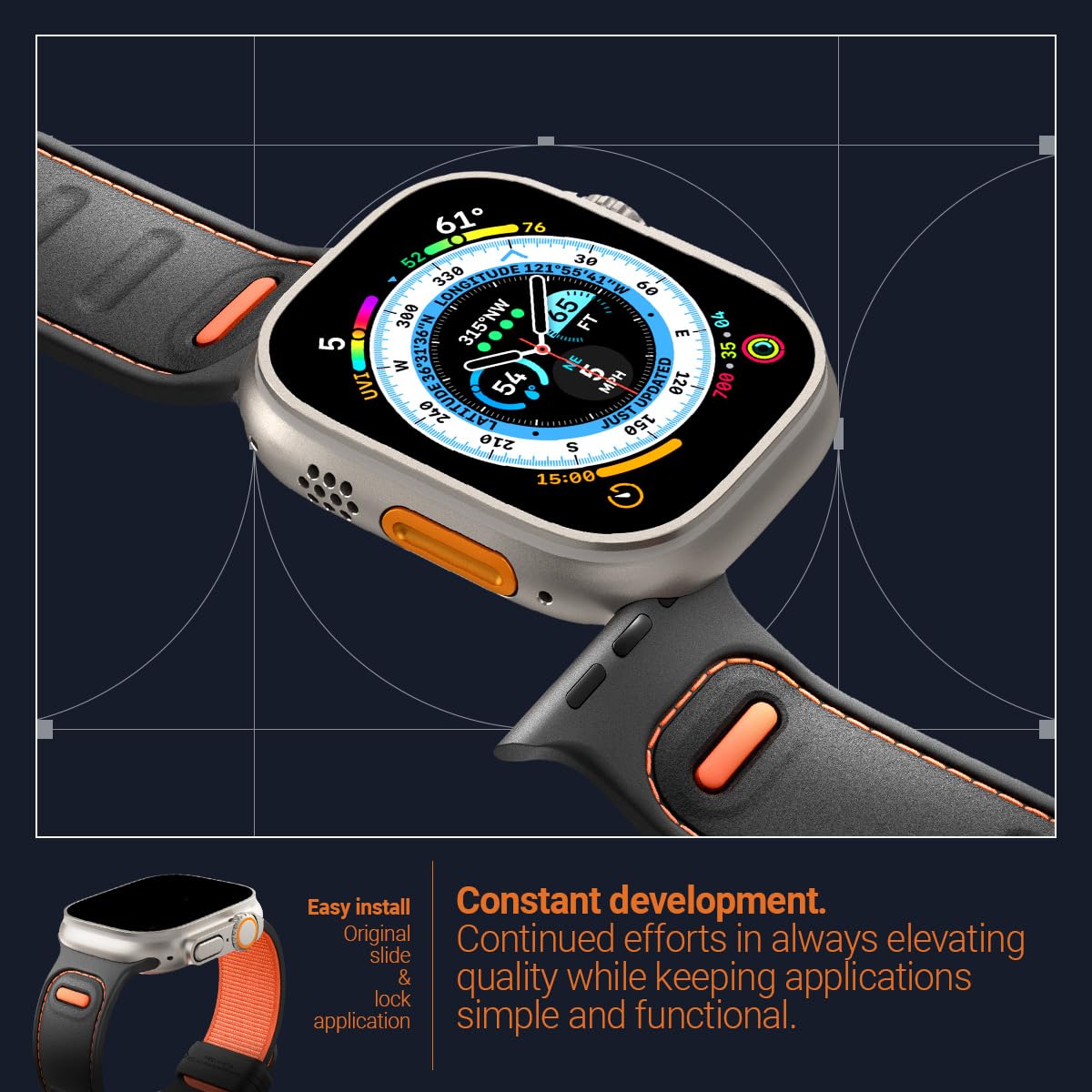Caseology Athlex Band for Apple Watch Band Ultra 2, Ultra, Watch Series 10/9/8/7/6/5/4/3/2/1/SE Series 49mm 46mm 45mm 44mm 42mm - Active Orange
