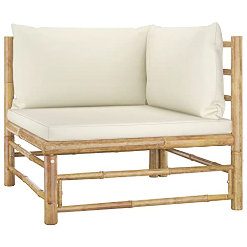 RMPOOML Outdoor Leisure Chairs, 7 Piece Patio Lounge Set with Cream White Cushions Bamboo Suitable for Balcony, Yard.