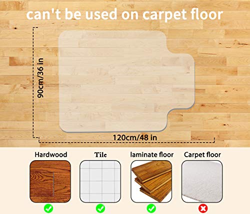 Office Desk Chair Mat for Hard Wood Floor PVC Clear Protection Floor Mat,Premium Quality Chair Mat Thick and Sturdy (Clear, 36" x 48")