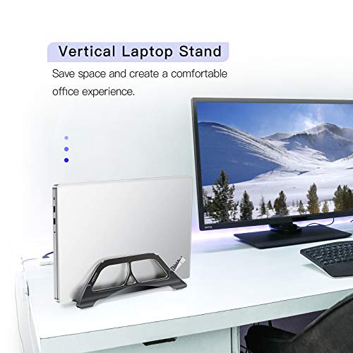 MISOTT Vertical Laptop Stand, Space-Saving Computer Notebook Stand, Automatic Grabbing Laptop Desktop Stand, Adjustable Vertical Laptop Holder Stand for Laptops and Tablets(Black)