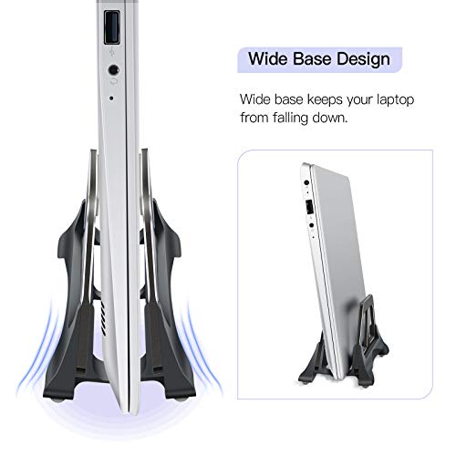 MISOTT Vertical Laptop Stand, Space-Saving Computer Notebook Stand, Automatic Grabbing Laptop Desktop Stand, Adjustable Vertical Laptop Holder Stand for Laptops and Tablets(Black)
