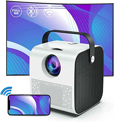 Mini Projector Outdoor Movies, WiFi Bluetooth Projector, Portable Phone Projectors, 8500 LUX, HD 1080P Supported, Compatible w iPhone, TV Stick,PS4,HDMI, Laptop Proyector