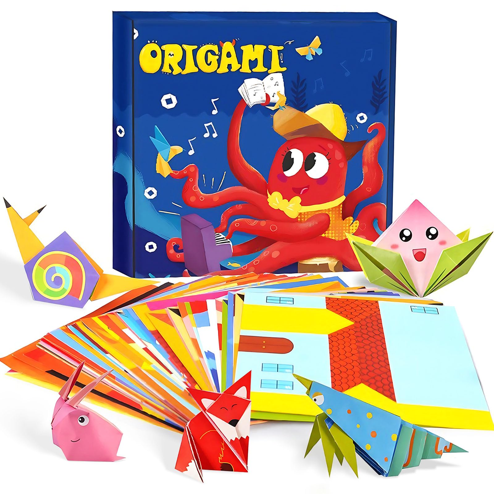 Cayxenful Origami Paper,108 Origami Paper Kit, Origami Kit for Kids Ages 8-12, Origami Book 54 Colored Projects, Arts and Crafts for School Class Craft Lessons Christmas Gifts for Boys & Girls