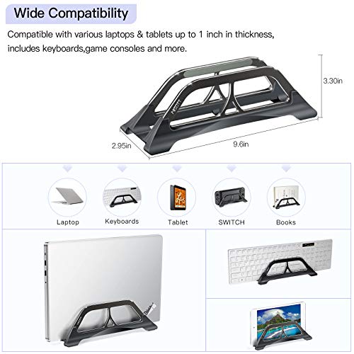 MISOTT Vertical Laptop Stand, Space-Saving Computer Notebook Stand, Automatic Grabbing Laptop Desktop Stand, Adjustable Vertical Laptop Holder Stand for Laptops and Tablets(Black)