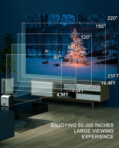 Mini Projector Outdoor Movies, WiFi Bluetooth Projector, Portable Phone Projectors, 8500 LUX, HD 1080P Supported, Compatible w iPhone, TV Stick,PS4,HDMI, Laptop Proyector