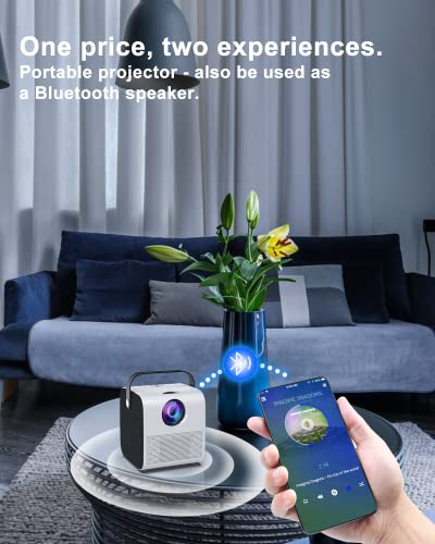 Mini Projector Outdoor Movies, WiFi Bluetooth Projector, Portable Phone Projectors, 8500 LUX, HD 1080P Supported, Compatible w iPhone, TV Stick,PS4,HDMI, Laptop Proyector