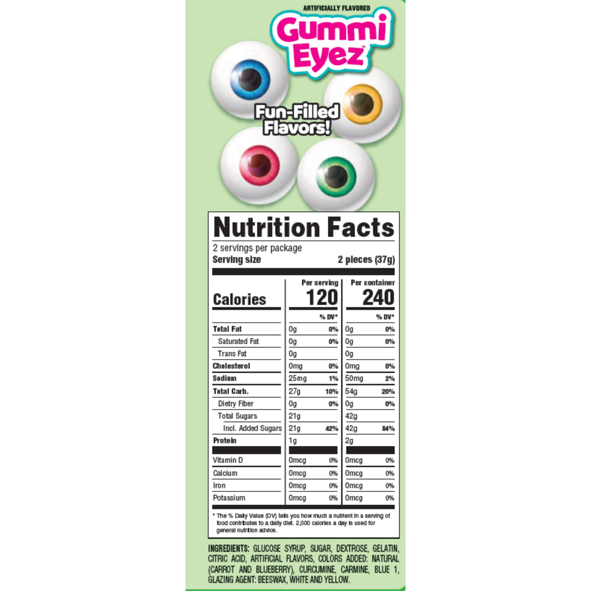Needzo Gummy Eyeballs with Gooey Jelly Filling, Individually Wrapped Candies, Novelty Gag Gift, 2.6 Ounces, (2 Pack)