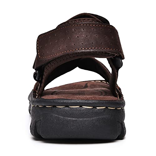 Arkbird Men's Athletic Sandals, Open Toe Nubuck Leather Fisherman Sandals for Men, Coffee, Size 8