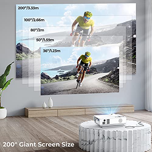 TENKER Native 1080P Projector, 7500L High Brightness Full HD Outdoor Movie Projector, 200" Giant Screen LCD Video Projector, Portable Mini Projector for Cartoon, Compatible w/Laptop/PC/DVD/TV
