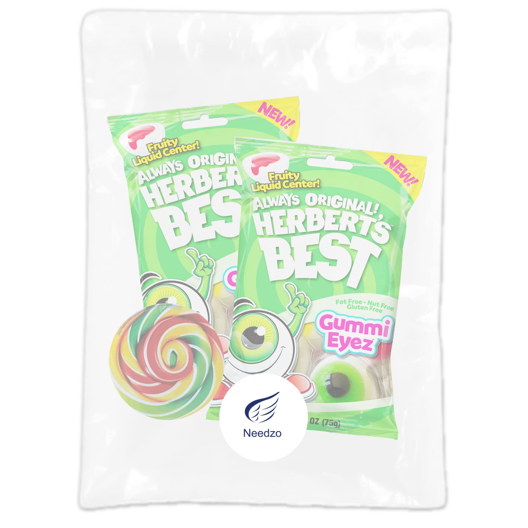 Needzo Gummy Eyeballs with Gooey Jelly Filling, Individually Wrapped Candies, Novelty Gag Gift, 2.6 Ounces, (2 Pack)