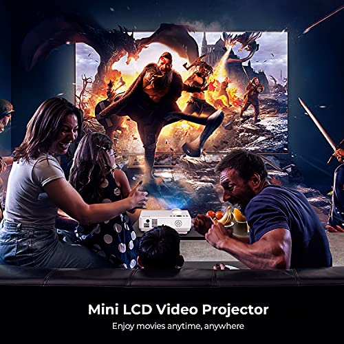 TENKER Native 1080P Projector, 7500L High Brightness Full HD Outdoor Movie Projector, 200" Giant Screen LCD Video Projector, Portable Mini Projector for Cartoon, Compatible w/Laptop/PC/DVD/TV