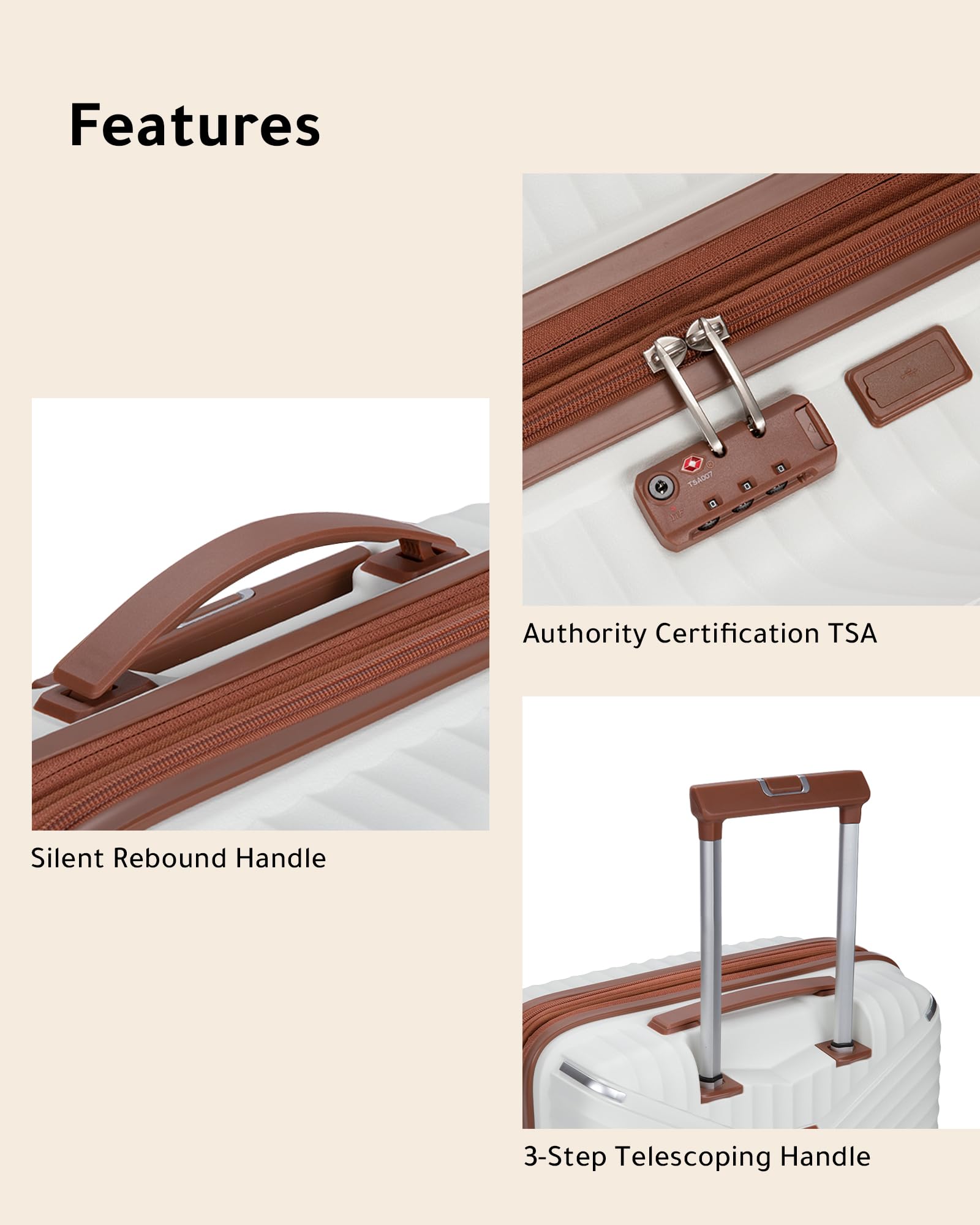 LUGGEX Carry On Luggage with Spinner Wheels, PP Lightweight Suitcase with TSA Lock, Expandable Luggage for Travel without USB (Rose Gold, 20 Inch, 42L)