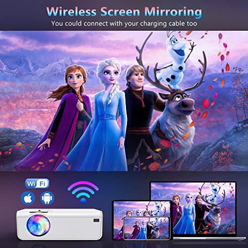 Mini WiFi Projector Full HD 1080P Projector Compatible with PC Firestick TV Box USB Drive Chromecast