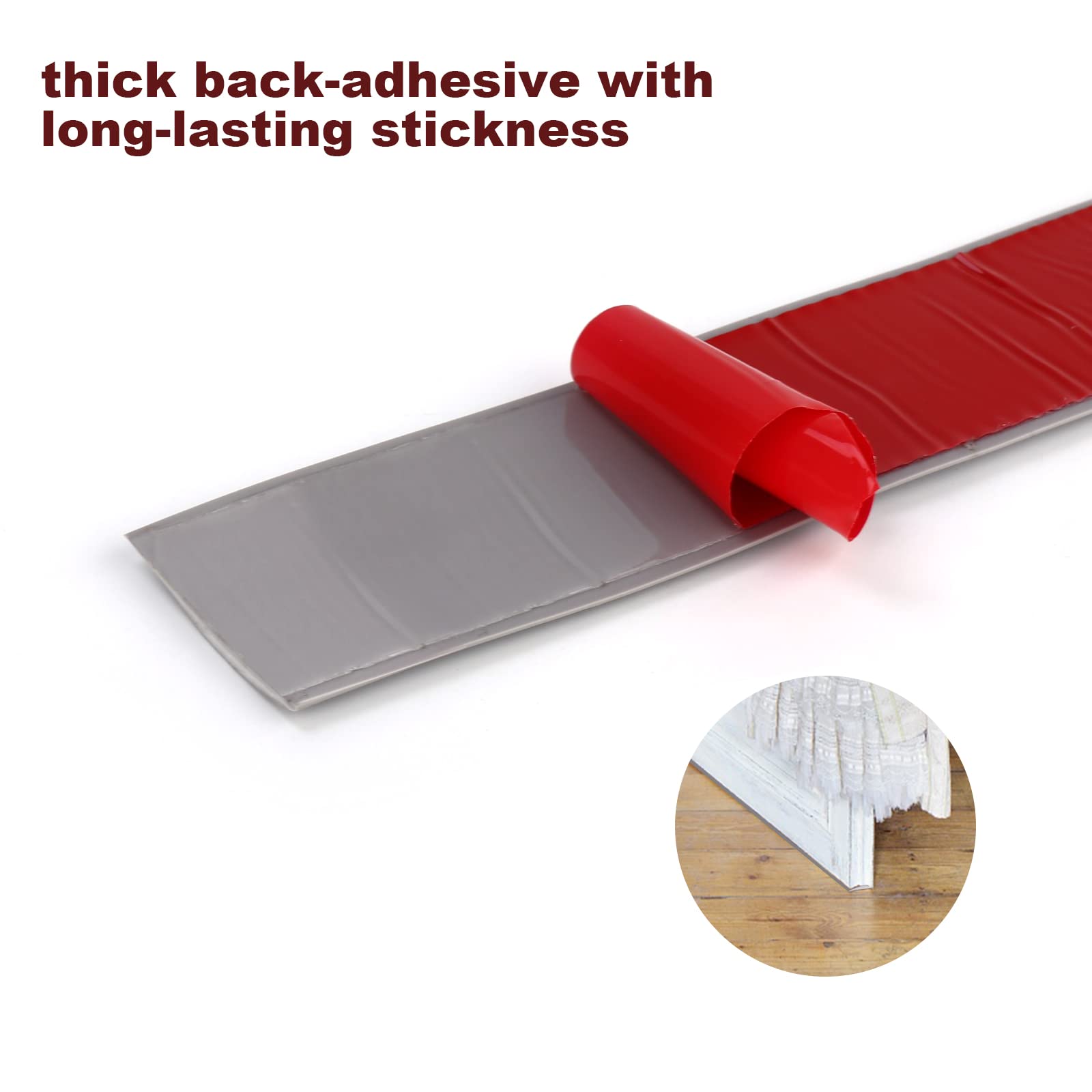 Floor Transition Strip Floor Cover Strips 1.96" Wide Self Adhesive Flooring Transitions Laminate Floor Strip Vinyl Floor Flat Divider Strip (3.28 FT, Gray)