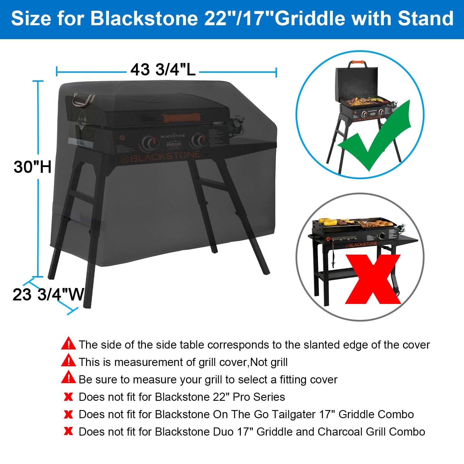 KINGLY Griddle Cover for Blackstone 22/17 Inch Griddle with Hood & Stand, Rip-Proof Heavy Duty, Waterproof UV & Fade Resistant, Velcro Strap & Air Vent