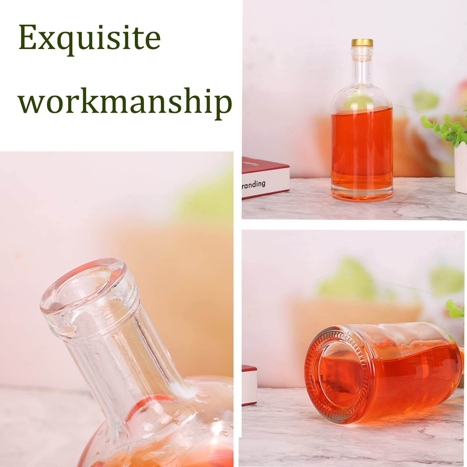 shyliey 8 Pack Clear Glass Bottles 3.4oz/100ml Bottles for Wine Beverages Drinks Oil Vinegar Kombucha Beer Water Soda with Gold Cork Stopper Airtight Lid (8 Pack)