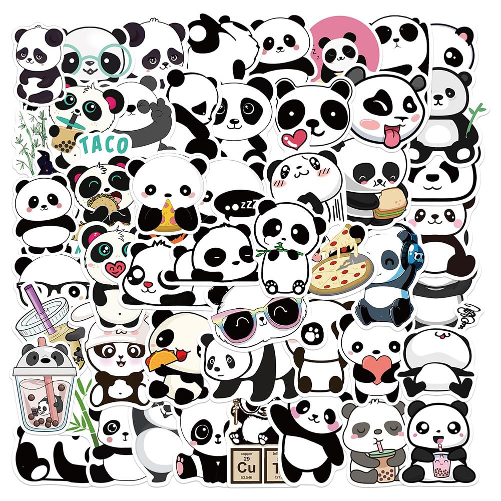 Panda Stickers |50 Pcs Panda Waterproof Vinyl Decals for Water Bottles Laptop Luggage Cup Computer Mobile Phone Skateboard Guitar Helmet Snowboard Décor