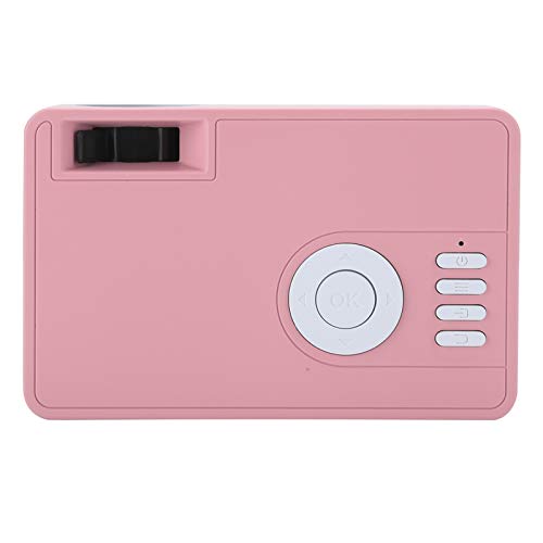 Mini Projector, 1080P Hi‑Fi Stereo Video Media Projector Movie Projector with Rack & Remote Control, 60'' Projector Screen, Portable Projector Home Theater for Entertainment (White Pink)