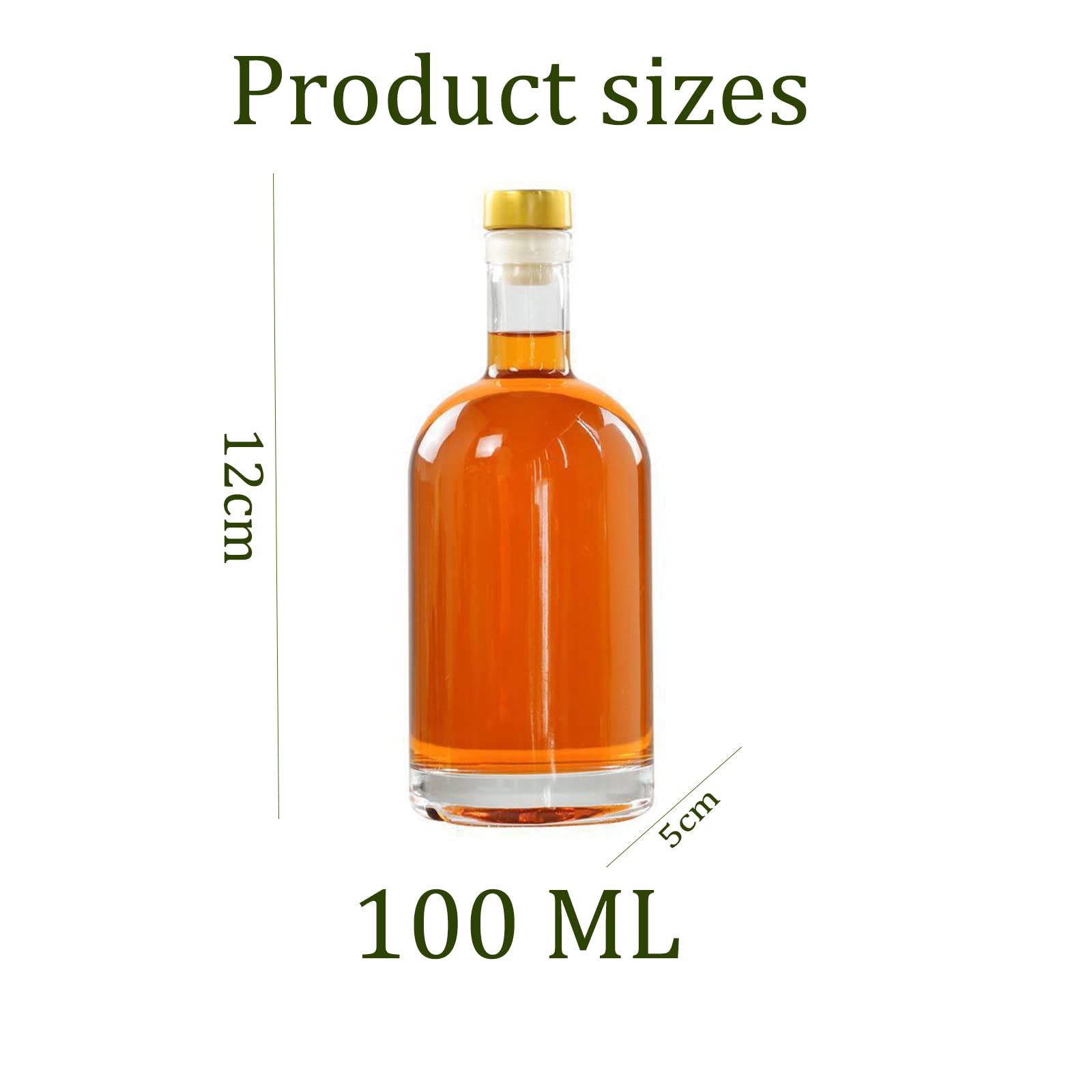 shyliey 8 Pack Clear Glass Bottles 3.4oz/100ml Bottles for Wine Beverages Drinks Oil Vinegar Kombucha Beer Water Soda with Gold Cork Stopper Airtight Lid (8 Pack)