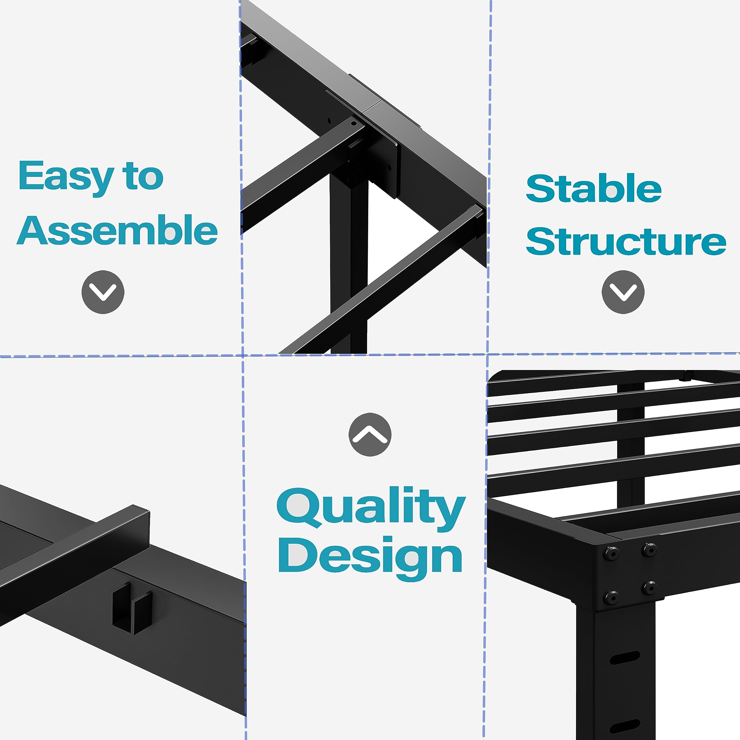 EZBeds Twin Bed Frame, 14 Inch Bed Frame Twin, Heavy Duty Twin Platform Bed Frame, No Box Spring Needed, Easy Assembly, Noise Free, Steel Slat Support, Black