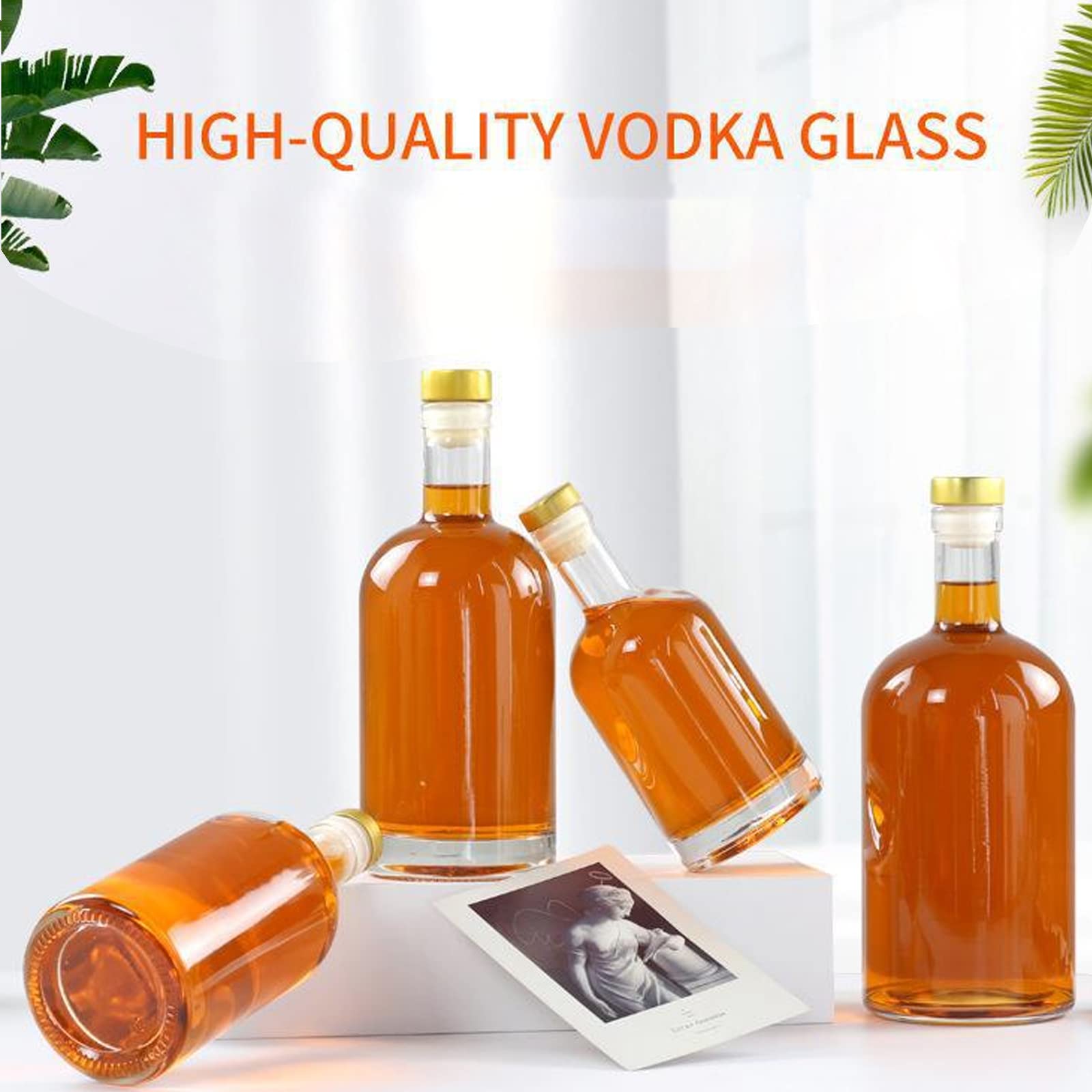 shyliey 8 Pack Clear Glass Bottles 3.4oz/100ml Bottles for Wine Beverages Drinks Oil Vinegar Kombucha Beer Water Soda with Gold Cork Stopper Airtight Lid (8 Pack)