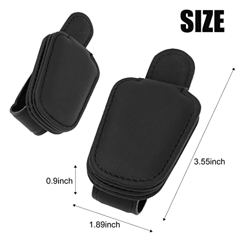 Suranew Car Sunglasses Holder - Magnetic Auto Sunglasses Holder for Car Sun Visor, Leather Hanger Clip for Ticket Card, Car Visor Accessories (Black)