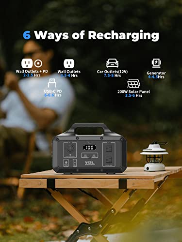 VDL Solar Generator 800W with 100W Solar Panel Included, 510Wh Portable Power Station, 800W AC Outlets, USB C PD 100W for Home Backup, RV Camping, Emergency