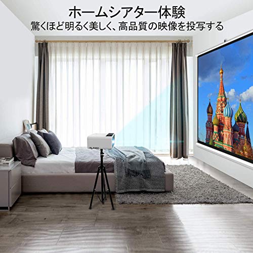 Mini WiFi Projector for iPhone, ELEPHAS Movie Projector with 1080P HD Portable Projector Supported 200" Screen, Compatible with Android/iOS/HDMI/USB/SD/VGA[2021 Latest Version], White