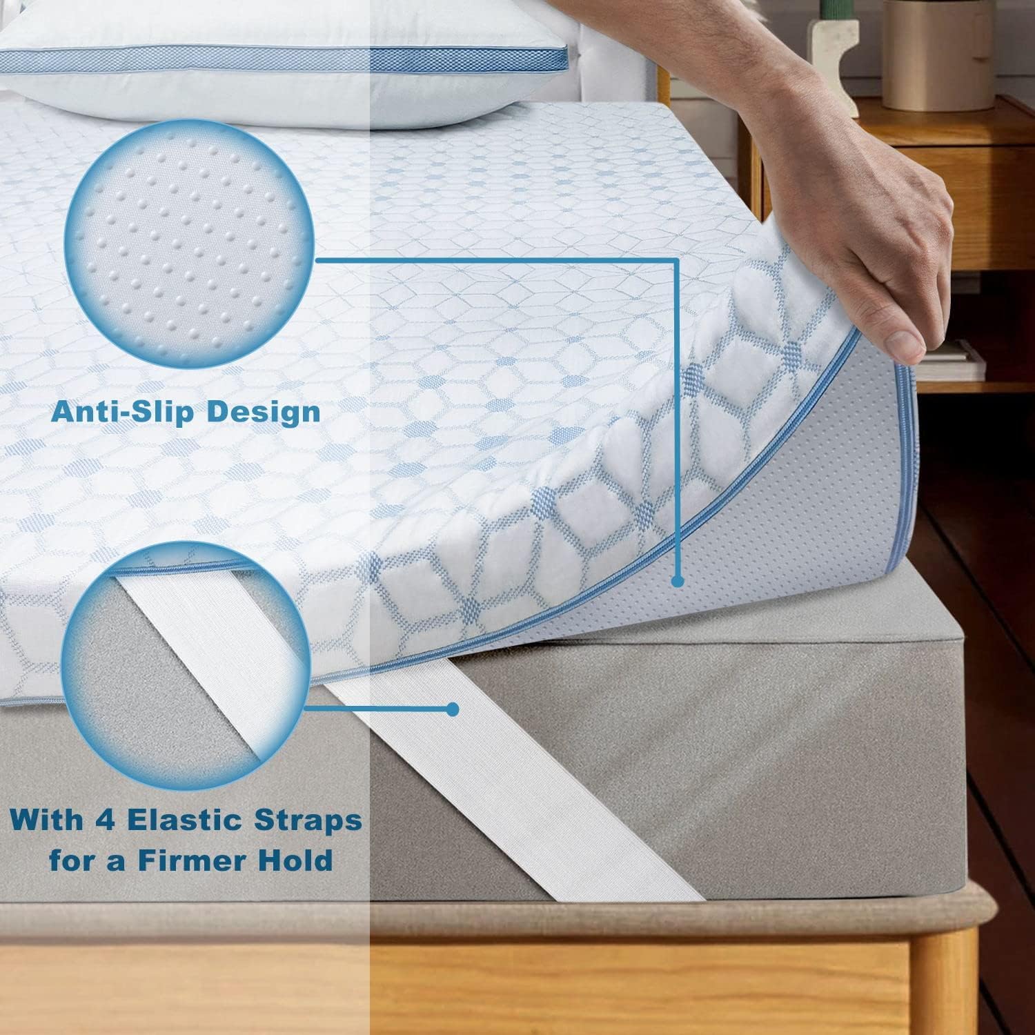 Memory Foam Mattress Topper Full Size 3 Inch, Premium High-Density Memory Foam, Ventilated Design, Removable & Washable Cover, 10 Years Warranty