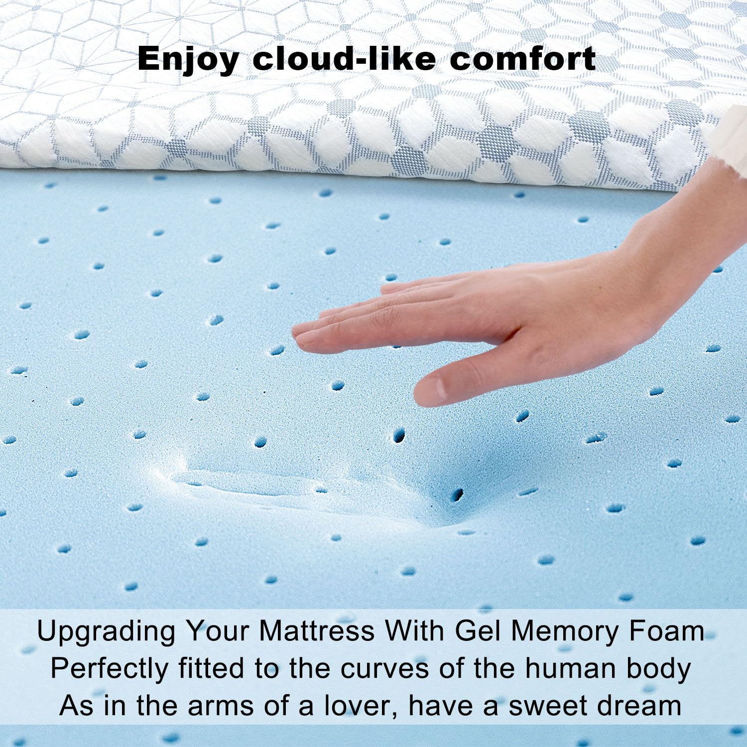 Memory Foam Mattress Topper Full Size 3 Inch, Premium High-Density Memory Foam, Ventilated Design, Removable & Washable Cover, 10 Years Warranty
