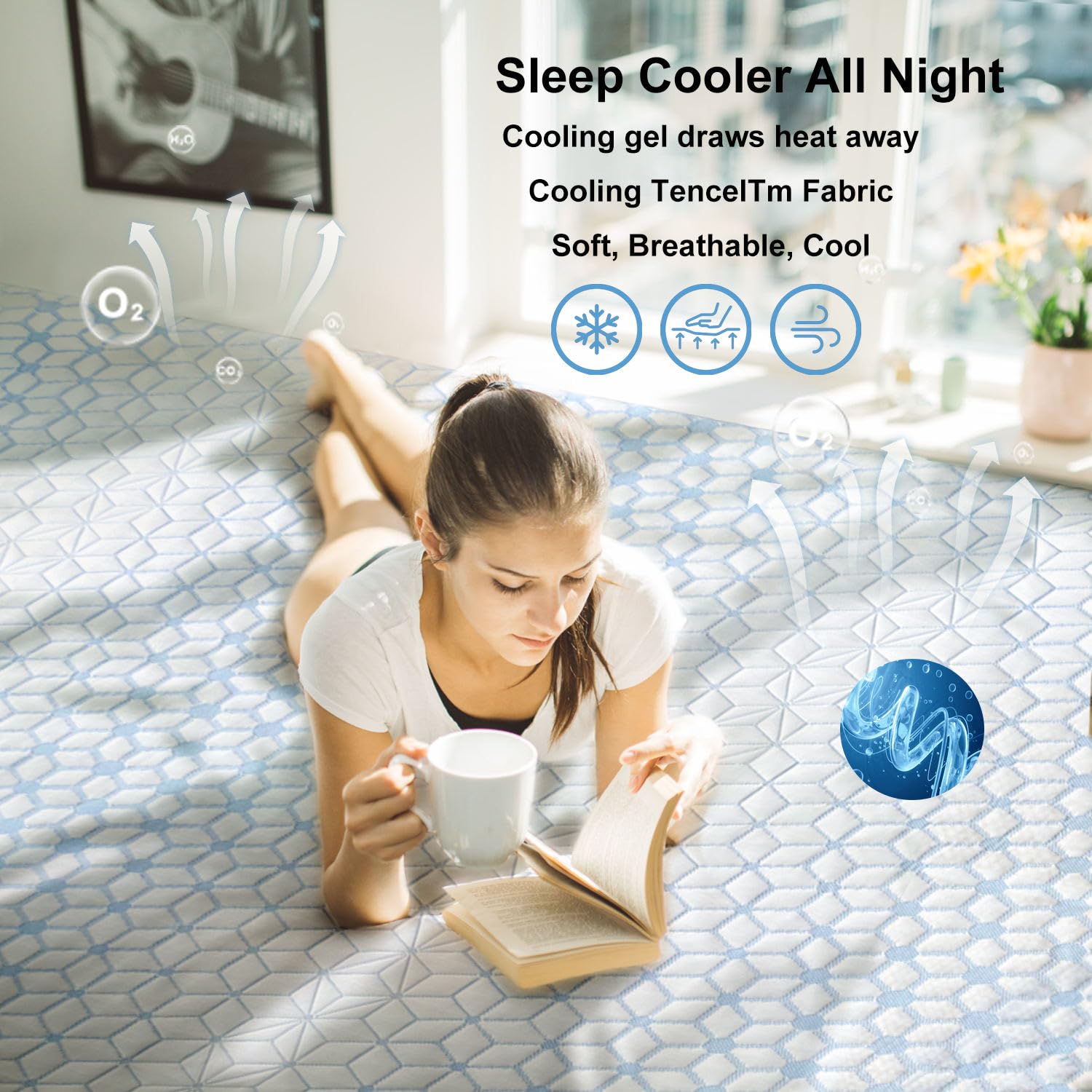 Memory Foam Mattress Topper Full Size 3 Inch, Premium High-Density Memory Foam, Ventilated Design, Removable & Washable Cover, 10 Years Warranty