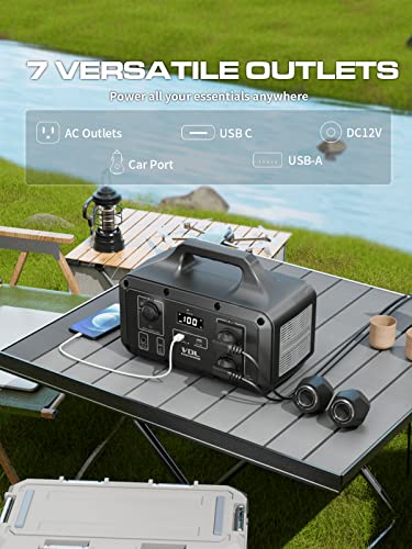 VDL Solar Generator 800W with 100W Solar Panel Included, 510Wh Portable Power Station, 800W AC Outlets, USB C PD 100W for Home Backup, RV Camping, Emergency