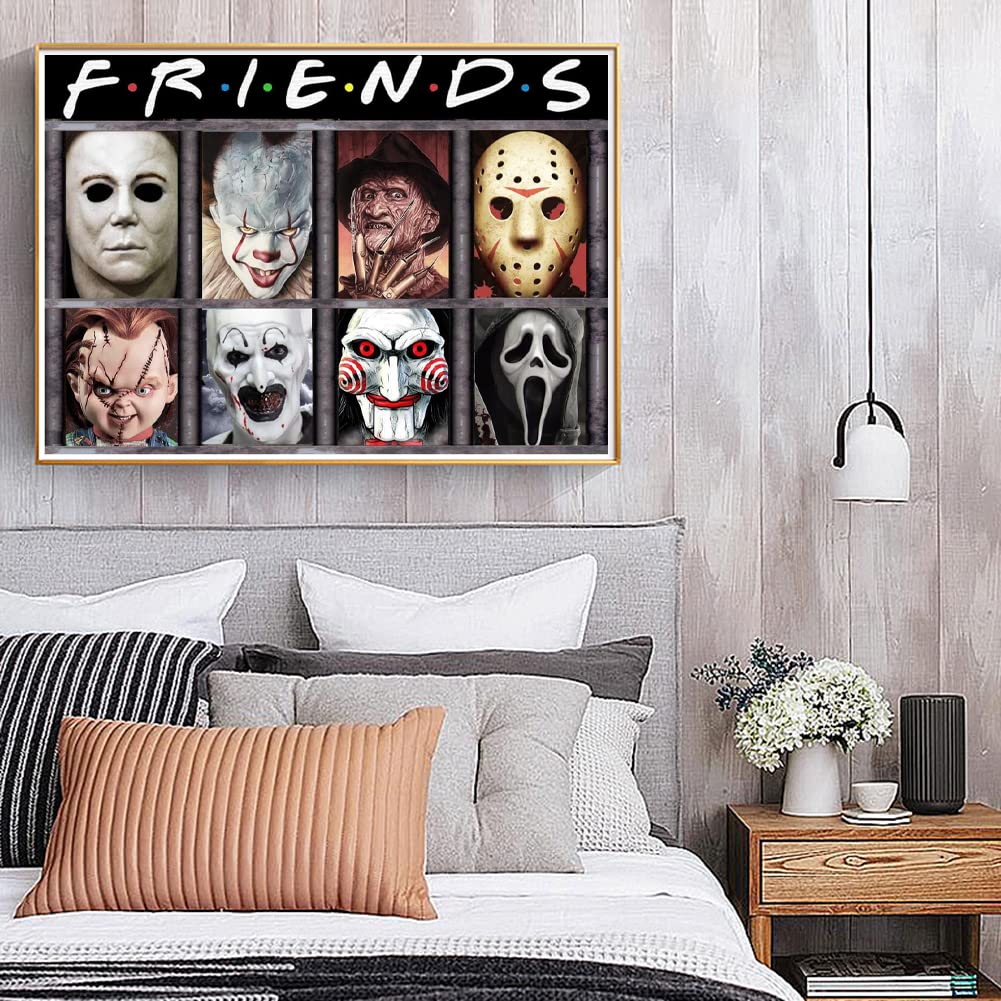 Halloween Diamond Painting Kits for Adults,Horror Theme Diamond Art Kits, 5D DIY Full Drill Diamond Dots Paintings with Diamonds Gem Art and Crafts for Home Wall Decor-12X16inch